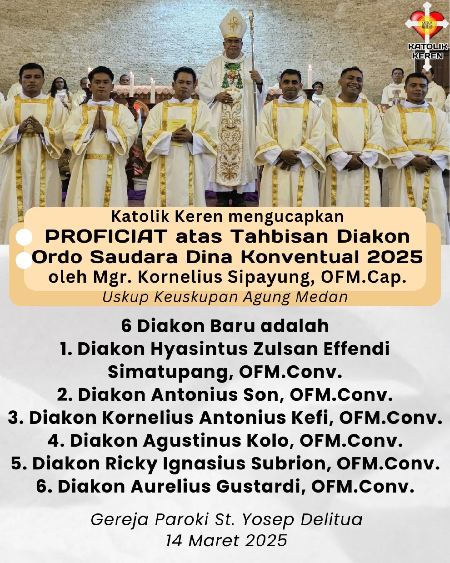 Tahbisan Diakon Ordo Saudara Dina Konventual 2025 - Katolik Keren